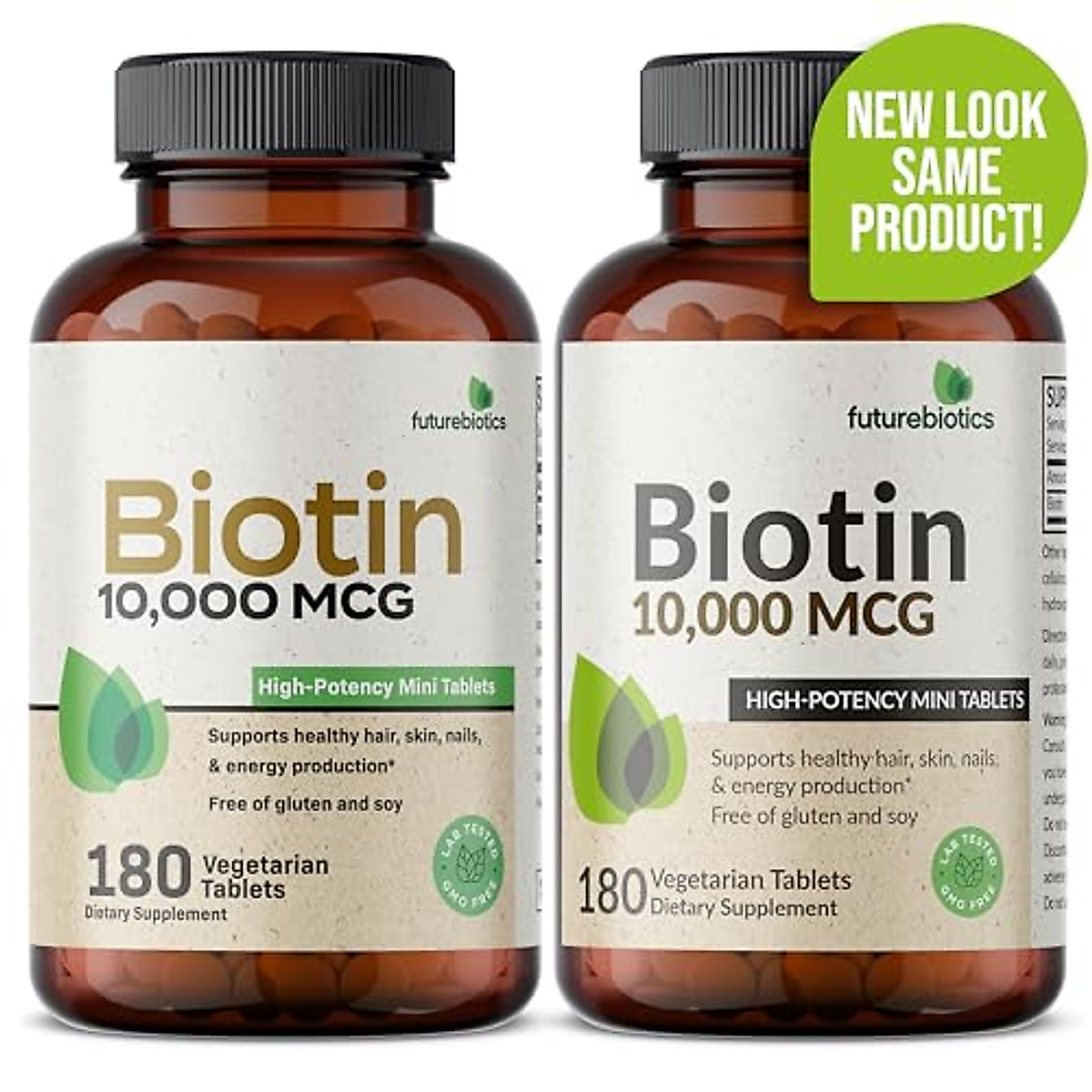 Futurebiotics Biotin 10,000 MCG High Potency Tablets Supports Healthy Hair, Skin & Nails & Energy Production, Non-GMO, 180 Vegetarian Tablets