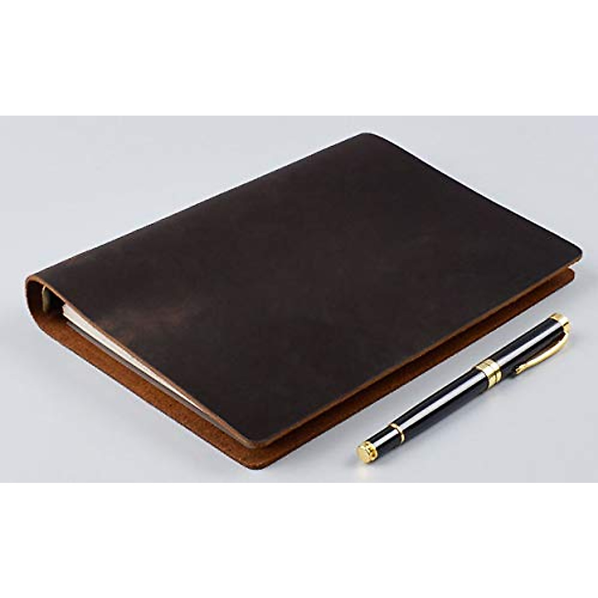 Ditac Size A5 Genuine Leather Journal, 9.6 X 6.8 Inch, A Handmade Leather Refillable Binder Executive Business Journal, Made of All Natural Thick Leather (Thick Leather)