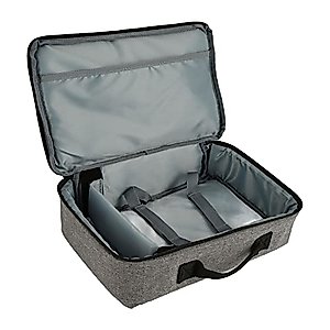 Projector Case, Projector Bag with Sturdy Handle, Portable Projector Carrying Case for Travel Gray, 13.6x7.9x4in Heavy Duty Nylon Pockets