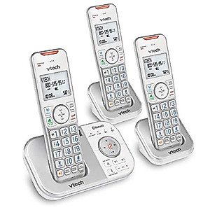 Vtech VS112-37 DECT 6.0 Bluetooth 3 Handset Cordless Phone for Home with Answering Machine, Call Blocking, Caller ID, Intercom and Connect to Cell (Silver & White)