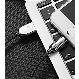 mcdodo Power Off/On Smart LED Auto Disconnect and Auto Recharge Nylon Braided Sync Charge USB Data 6FT/1.8M Cable Compatible with Phone 14/13/12/11 Pro Max List Below (Black, 6FT/1.8M)