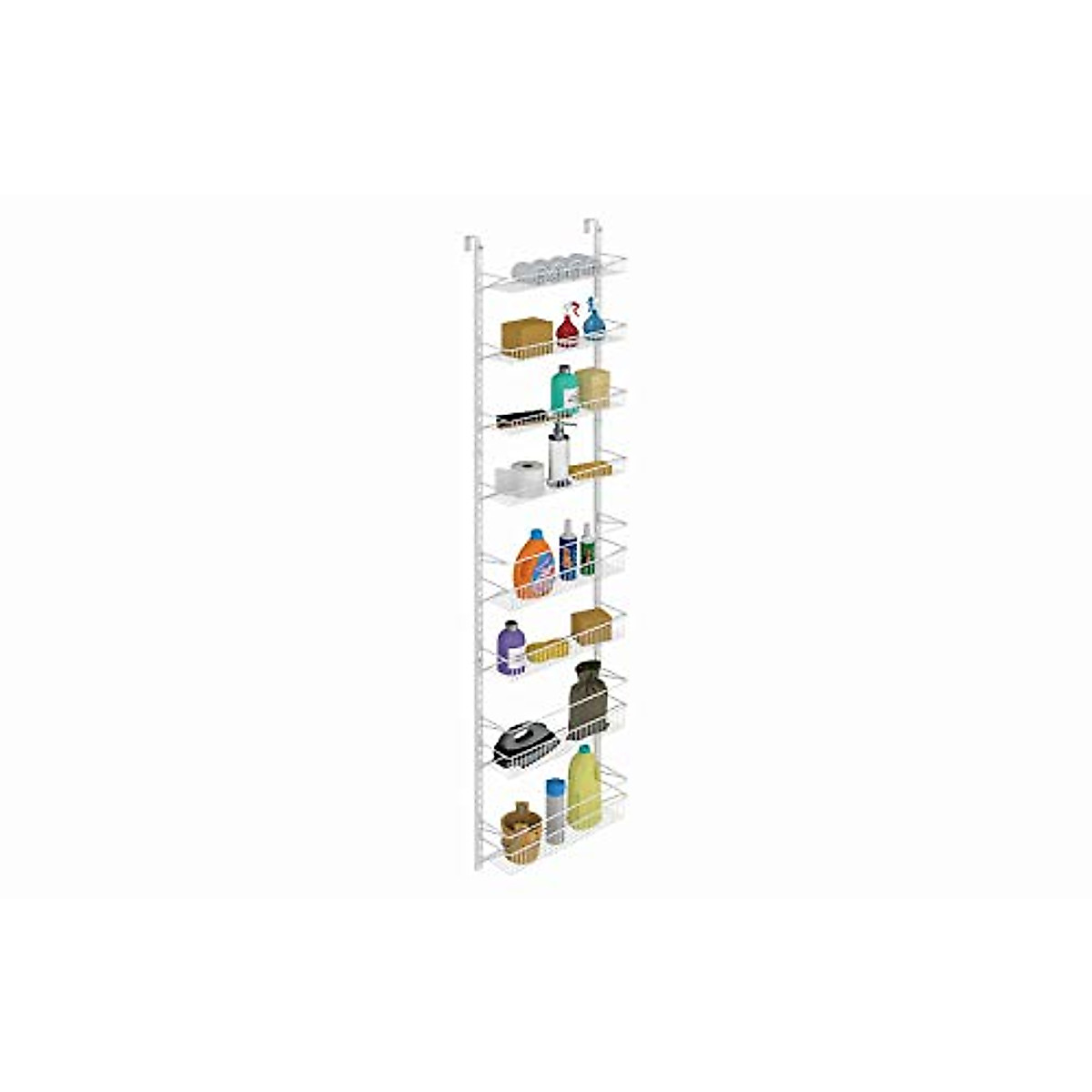ClosetMaid Adjustable Organizer Rack with Baskets Wall or Over Door Mount, for Kitchen, Pantry, Utility Room, Closet, 18 in. W, White Finish, Inch