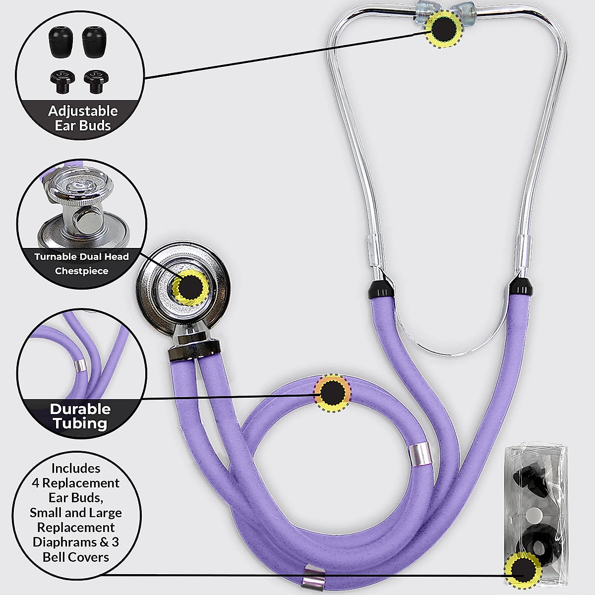 Dixie Ems Sprague-Rappaport Type Two Tube Stethoscope – Lavender