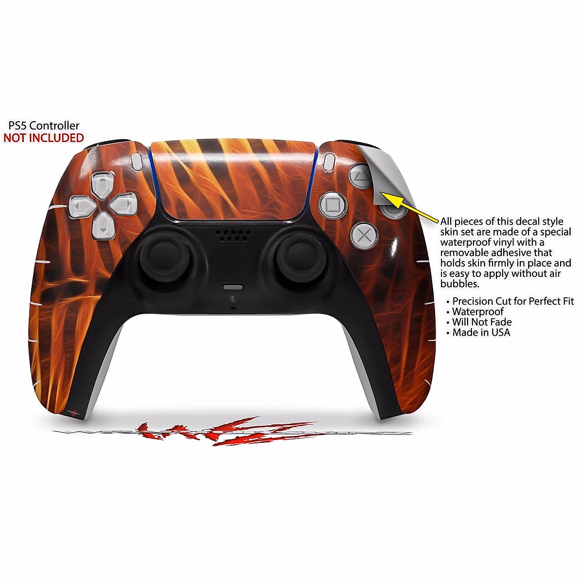 WraptorSkinz Skin Wrap compatible with Sony PS5 DualSense Controller Fractal Fur Tiger (CONTROLLER NOT INCLUDED)
