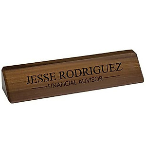 Walnut Office Desk Name Plate Personalized. Custom Name Plates for Desks. Office Desk Decor. Gift For Coworkers, Teachers, Graduates. Walnut Desk Wedge