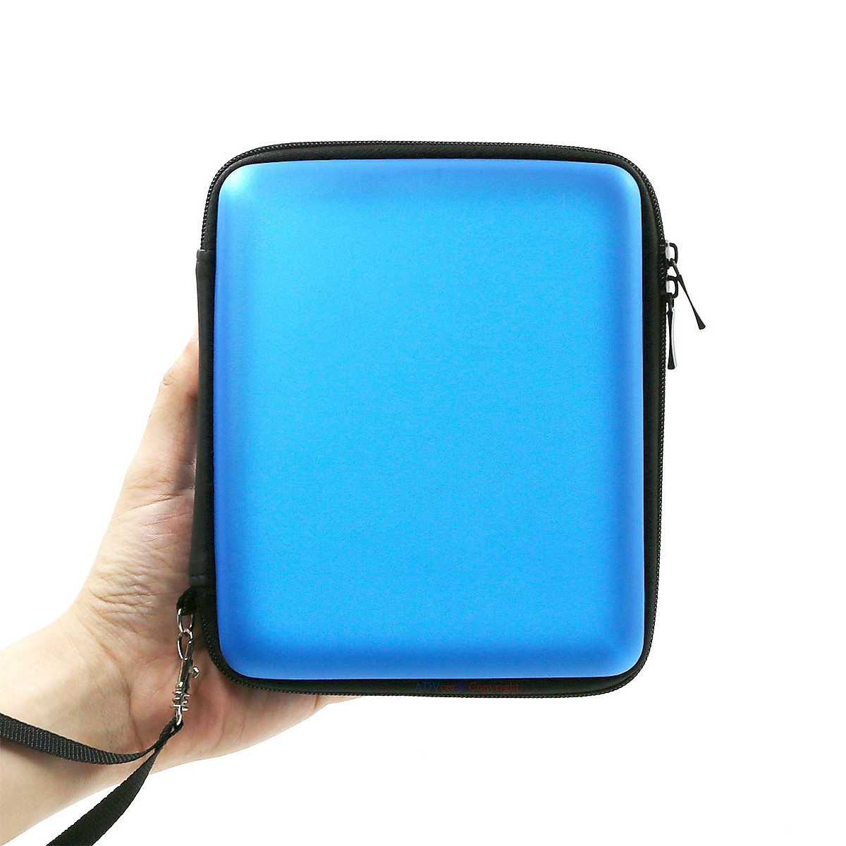 ADVcer 2DS Case, EVA Waterproof Hard Shield Protective Carrying Case with Hand Wrist Strap and Double Zipper Compatible with Nintendo 2DS (Blue)
