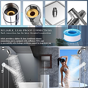 NLZQPTS 8inch Rain Shower Head with Filter,High Pressure Handheld Shower Heads with 7 Spray Combo,Square Filtered Showerhead for Hard Water Softener,59" Hose,Bathroom,Brushed Nickel Finish