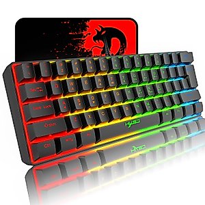 SELORSS 60% Mechanical Feel Gaming Keyboard,RGB Backlit Ultra-Compact Mini Keyboard, Ergonomic Metal Plate 61 Keys Keyboard,Wired Type-C USB Waterproof for Typist Laptop PC Mac Gamer