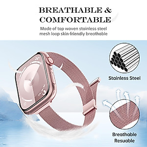 Slim Metal Band Compatible with Apple Watch Bands 38mm 40mm 41mm Women, Dual Magnetic Clasp Replacement Band for iWatch Ultra/Ultra 2 Series 9 8 7 6 5 4 3 2 1 SE, Women Watch Strap for iWatch