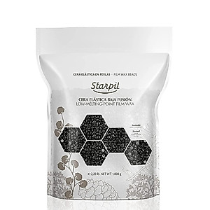 Starpil Wax 1000g / 2.2 lb Bag Black Hard Wax Beads for Hair Removal, Stripless Wax Polymer Blend, Low Temperature Film Wax Beans for Face, Body, Bikini, Brazilian, Legs, Underarm, Back, Chest.