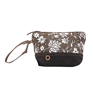 Myra Bag Wadelia Upcycled Canvas & Leather Wristlet Pouch Bag S-1517