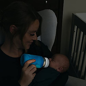 Dr. Brown’s Natural Flow Options+ Glass Baby Bottle Sleeves, 100% Silicone, 9 oz, Wide-Neck, Glow in the Dark