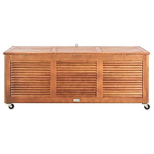 Safavieh PAT7038A Outdoor Collection Elina Teak 47.2" Cushion Deck Box, Natural