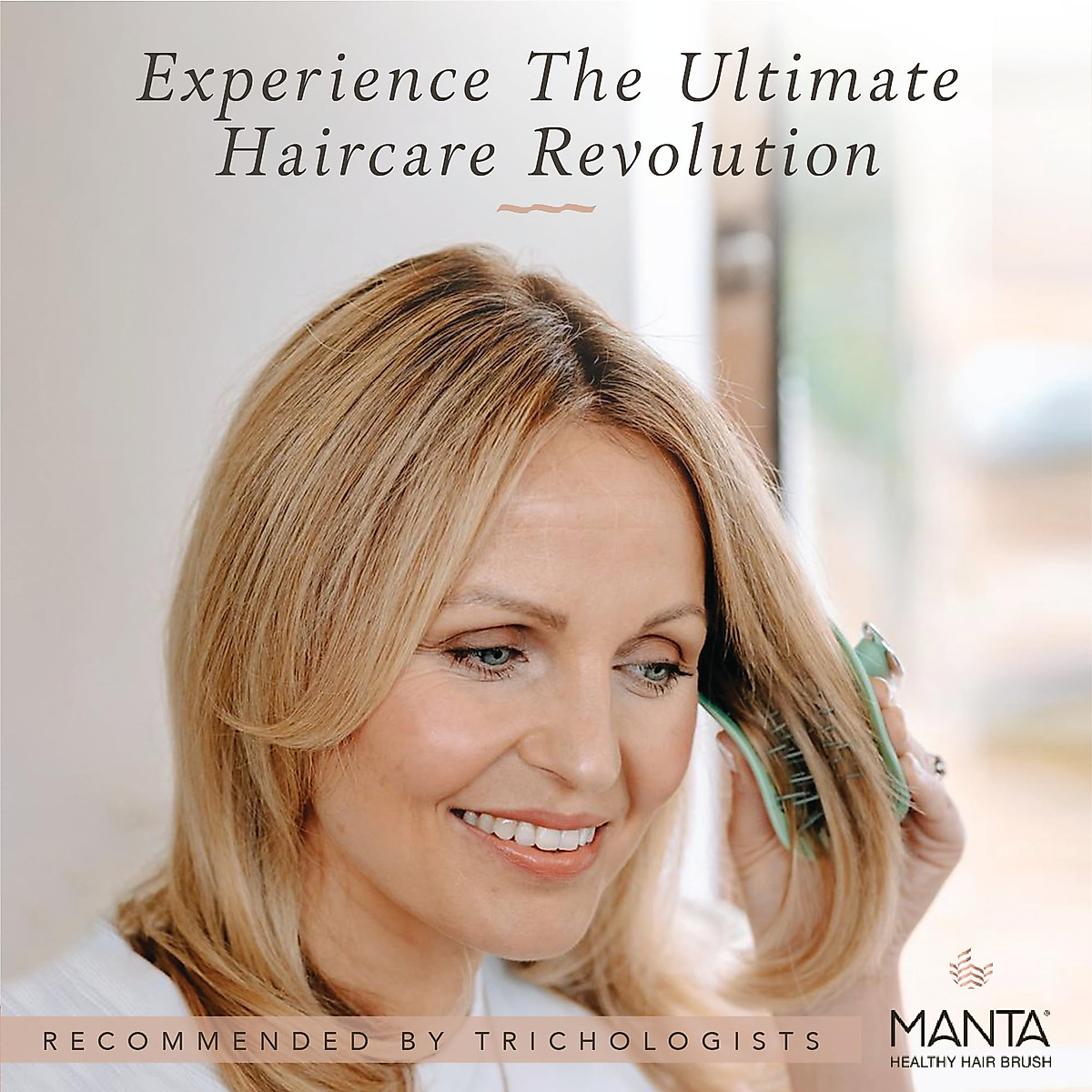 Manta Hair Hairbrush - Fully Flexible Hair Brush - Gentle Brush That Helps Prevent Hair Breakage - Scalp Care Massager and Detangler (Pink-Rose)