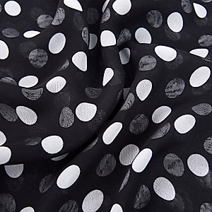 E-Clover 1950s Chiffon Scarf Long Polka Dot Scarfs Vintage 50s Sheer Neck Head Scarves Shawl for Women Black White Mothers Day Gifts