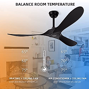 alescu Black Ceiling Fan 52" with Remote Control,Modern Reversible DC Motor for Patio Bedroom Living Room Christmas Gift