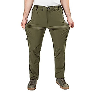Postropaky Mens Hiking Quick Dry Lightweight Waterproof Fishing Pants Outdoor Travel Climbing Stretch Pants(Green32x32)