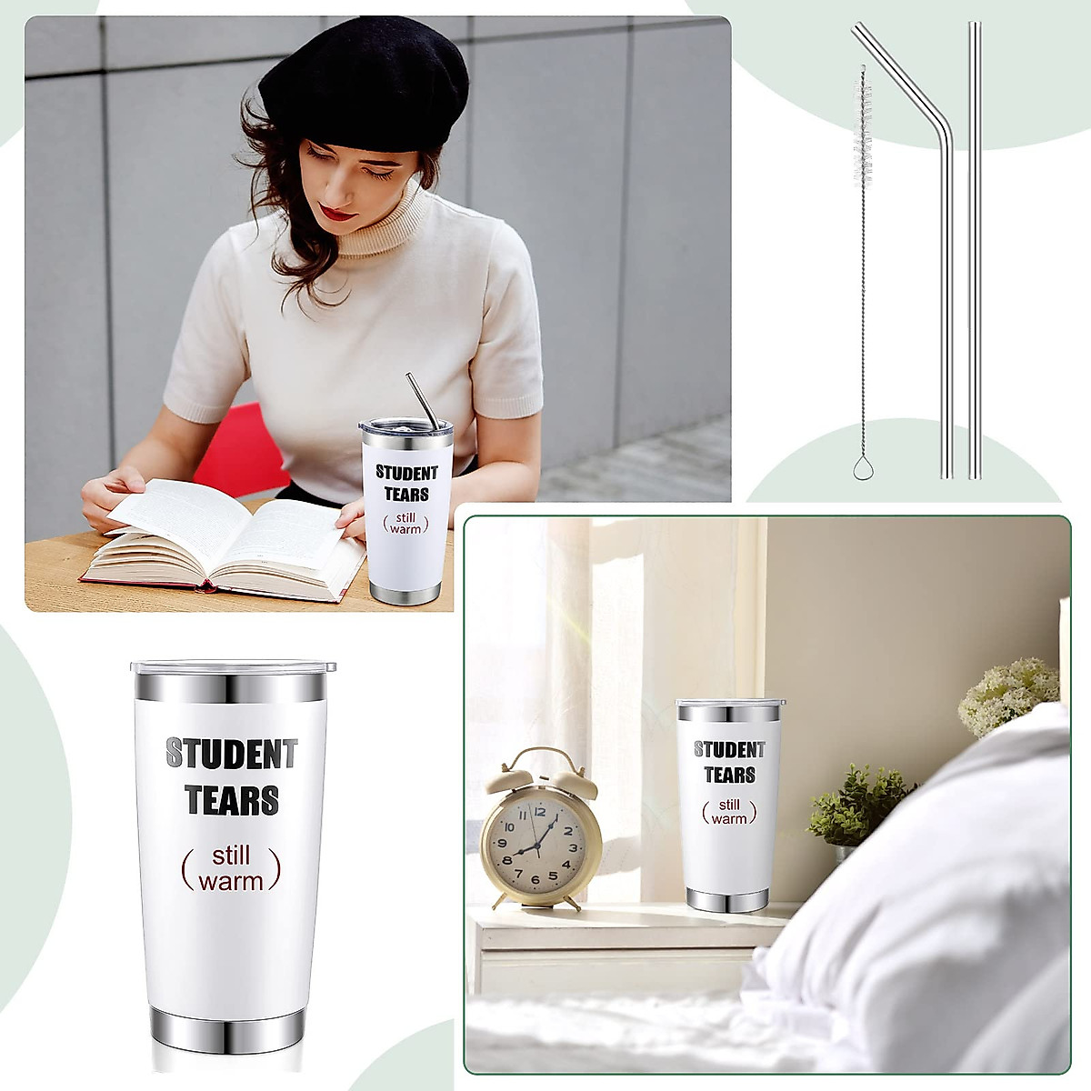 Newtay Stainless Steel Teacher Mugs 20 oz Student Tears Funny Teacher Gift Travel Tumbler with Lid Straws and Brush Teacher Appreciation Tumbler Thanksgiving Christmas Gifts for Teachers