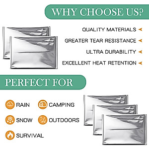 Macarrie 75 Pack Emergency Foil Thermal Blankets Silver Foil Survival Blanket Space Blanket Survival Kit for Outdoors, Camping, Hiking, Homeless, Survival or First Aid, Silver