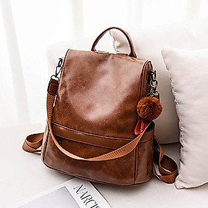 CHERUTY Women Backpack Purse PU Leather Anti-theft Casual Shoulder Bag Fashion Ladies Satchel Bags(Tan)