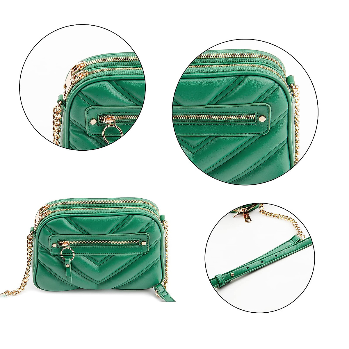MAXWISE Women Zipper Pocket Crossbody Bag Shoulder Purse Fashion Travel Bag with Multi Pockets (Green)