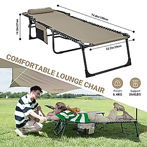 KingCamp Set of 2 Outside Folding Chaise Lounge Chair for Outdoor Beach, Sunbathing, Patio, Pool, Lawn, Portable Lightweight Heavy-Duty Adjustable Camping Reclining Chair with Pillow