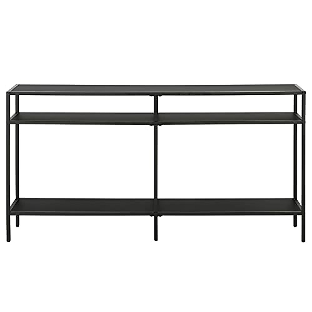 Henn&Hart 55" Wide Rectangular Console Table with Metal Shelves in Blackened Bronze, Entryway Table, Accent Table for Living Room, Hallway