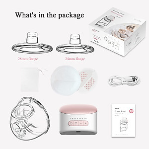 IKARE Wearable Breast Pump Hands Free, Pain Free Portable Electric Breastfeeding Pump with 3 Mode & 10 Levels, Rechargeable Milk Pump for Travel & Home, 24mm/28mm Flange, Super Quiet (Pink)