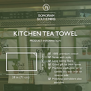 Sonoran Souvenirs Country Kitchen Cactus Spring/Summer Decorative Novelty Tea Towel (16" x 23") Highly Absorbent Cotton Southwest Kitchen Woven Dish Towel (Set of 2)