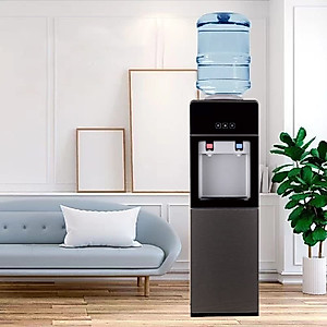 Top Loading Water Cooler Dispenser, Hot and Cold Water Cooler Dispenser, Holds 3 & 5 Gallon Bottles, Removable Drip Tray & Storage Cabinet Perfect for Homes Offices Living Room Kitchen(Black)