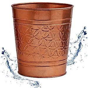 Autumn Alley Copper Trash Can, Garbage Can, Round Open Top Copper Basket Bin for Home Office Trash Can Cute Decorative Vintage Trash Can Wastebasket, Modern Bathroom Decor, Durable, Copper