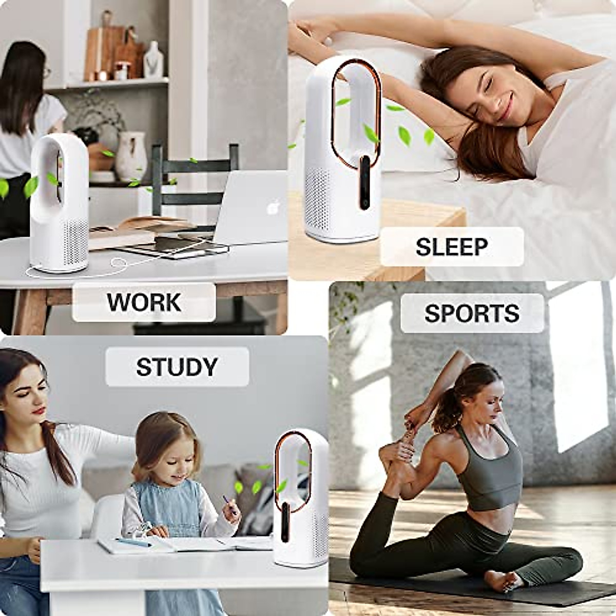 SISMEL Desk Fan, Small Quiet Bladeless Fan 11.8 Inch USB Table Fan, Portable Rechargeable Battery Operated Fan with Touch Control 3 Cooling Speeds, Personal Desktop Fan for Bedroom Office Home