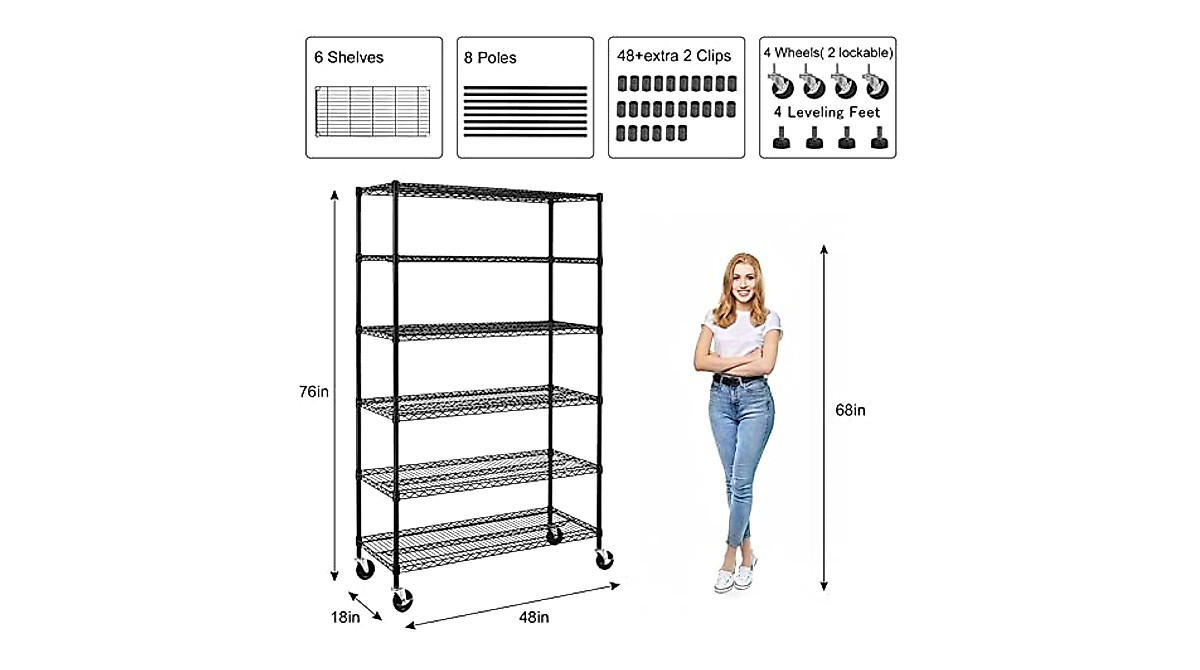 YYkokocat 6000Lbs Capacity Heavy Duty Storage Shelves Commercial Wire ...