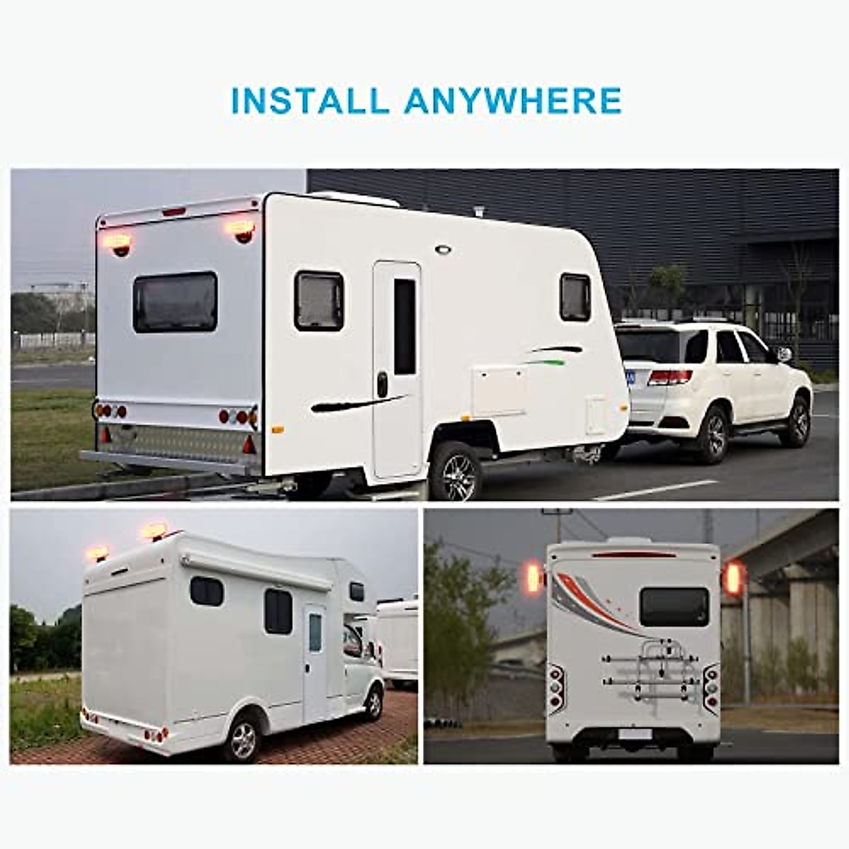 Agrieyes Wireless Magnetic Trailer Lights with Adjustable Bracket, Battery Tow Lights with Strobe for Towing Trucks, Wrecker, RV, Camper, BoatsBoats