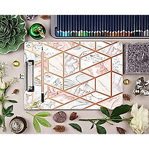 WAVEYU Marble Clipboard Decorative for Office, Cute Clipboard Hardboard with Low Profile Clip Designed for Middle High School College Student Girl Women Adult Teen Gift, Pink+Gold (12.5"x8.5")