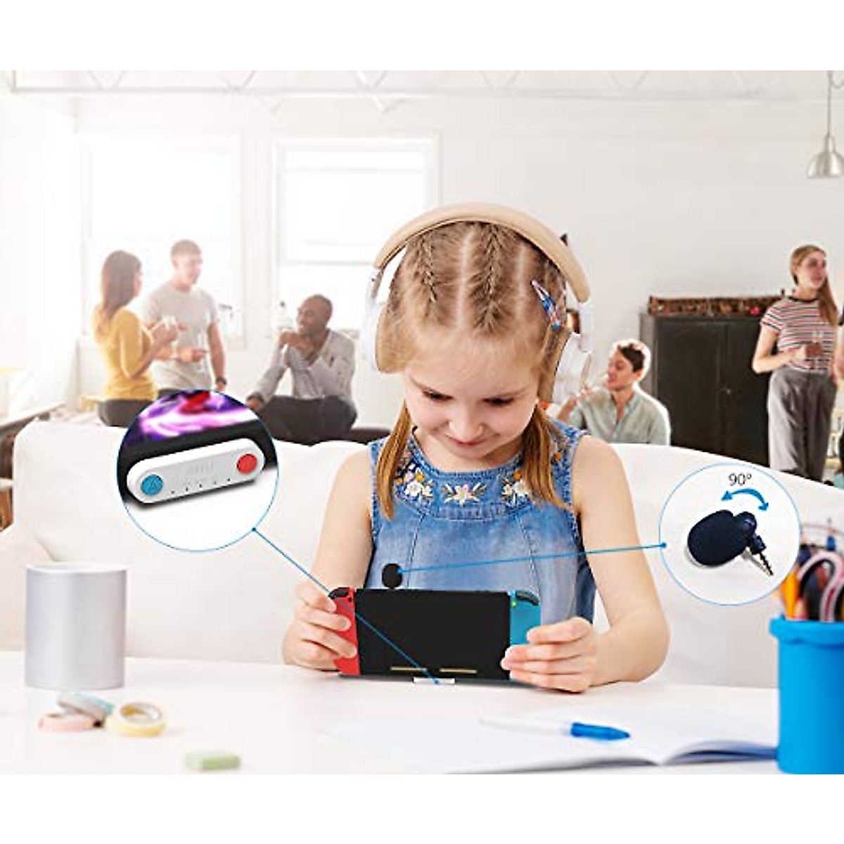 DRILI Bluetooth Adapter for Switch/Lite, Equipped with 3.5mm MIC, Support Dual Connections, Compatible with Switch/Lite, PS4, PC, Laptops