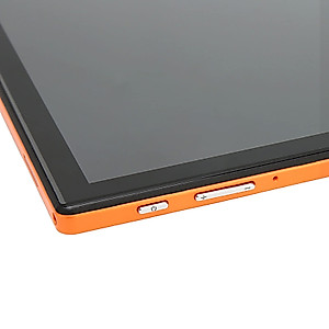 Airshi Smart Tablet, 10in Smart Tablet Octa Core CPU 12GB RAM 256GB ROM Dual Speakers US Plug 100-240V Portable for Office (Orange)