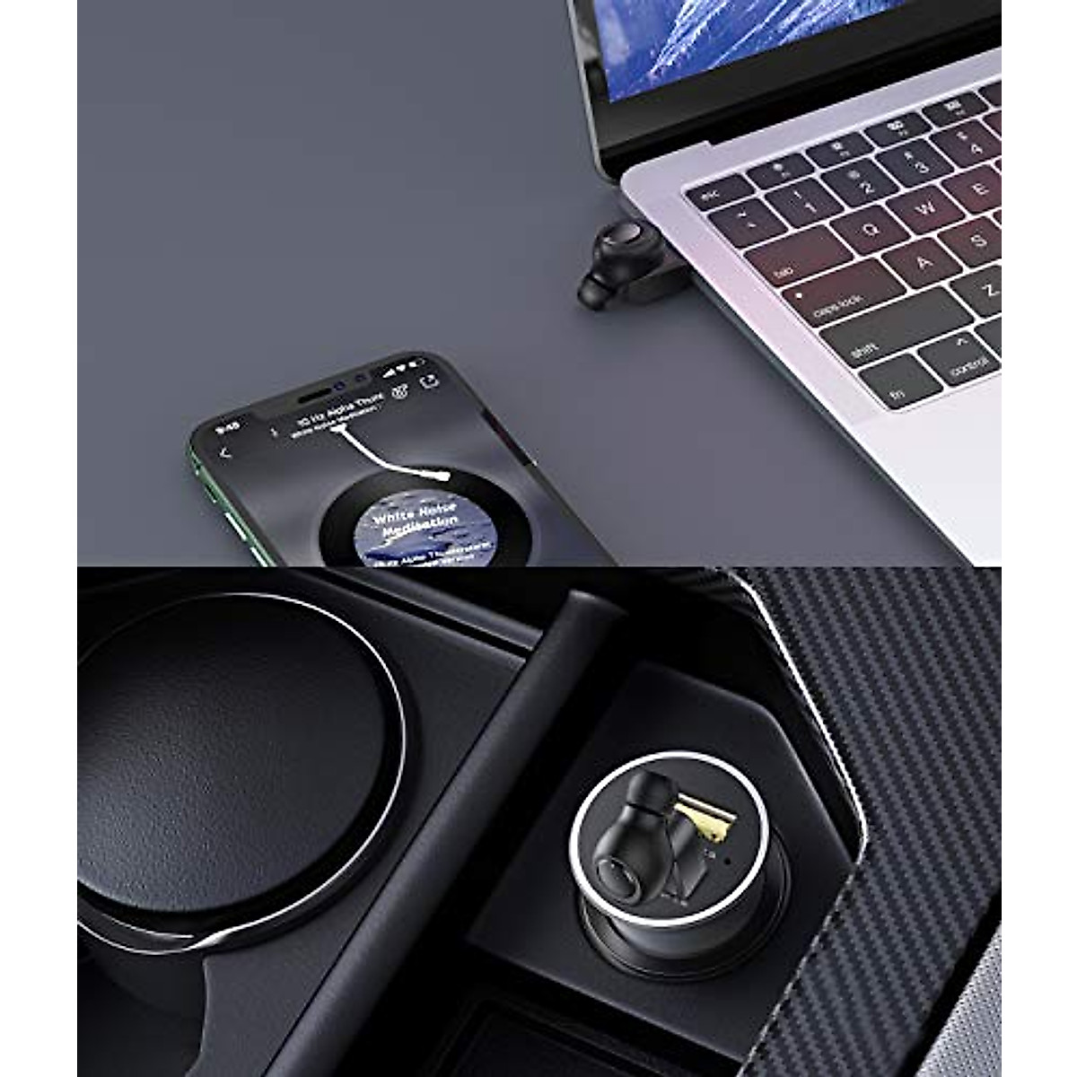 LEZII Single Bluetooth Earbud, Mini Invisible Wireless Headset, in Ear Headphones, Sport Earpiece with Mic, Magnetic USB Charging for Car Vehicle Business, Waterproof Earphones for Samsung iPhone