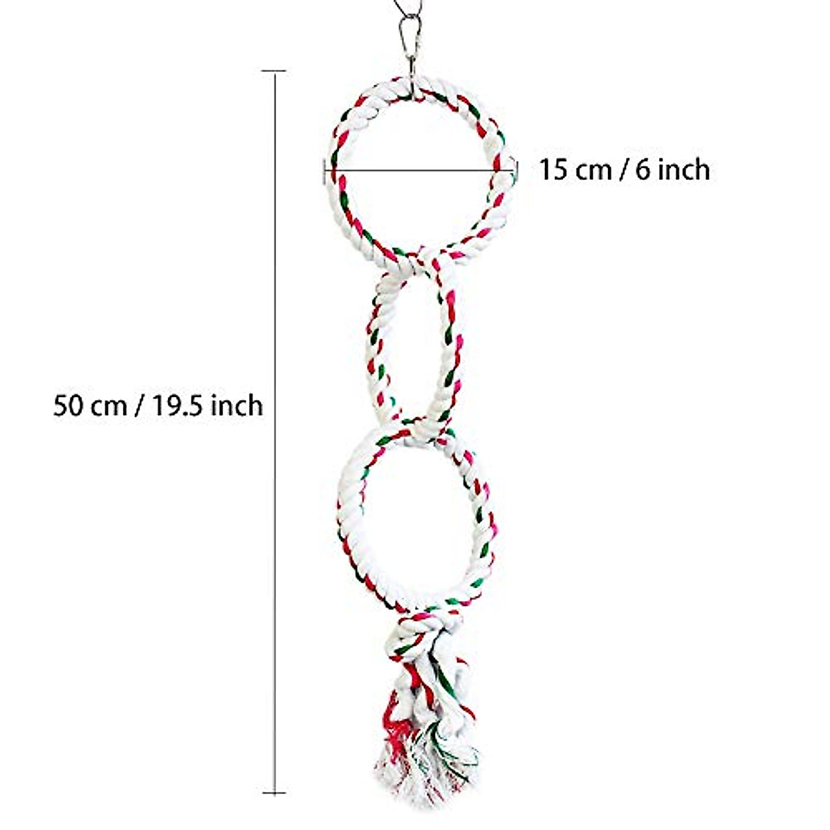 LeerKing Bird Perchs for Parrots, Conures,Cockatiels, Parakeets, Rope Perches for Bird Cages, Colorful Rope Chewing Swings Toys