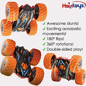 Haktoys Mini Remote Control Stunt Car for Kids, Rechargeable Mini Remote Control Double Sided Toy Car, Super Fast All Terrain AWD Vehicle
