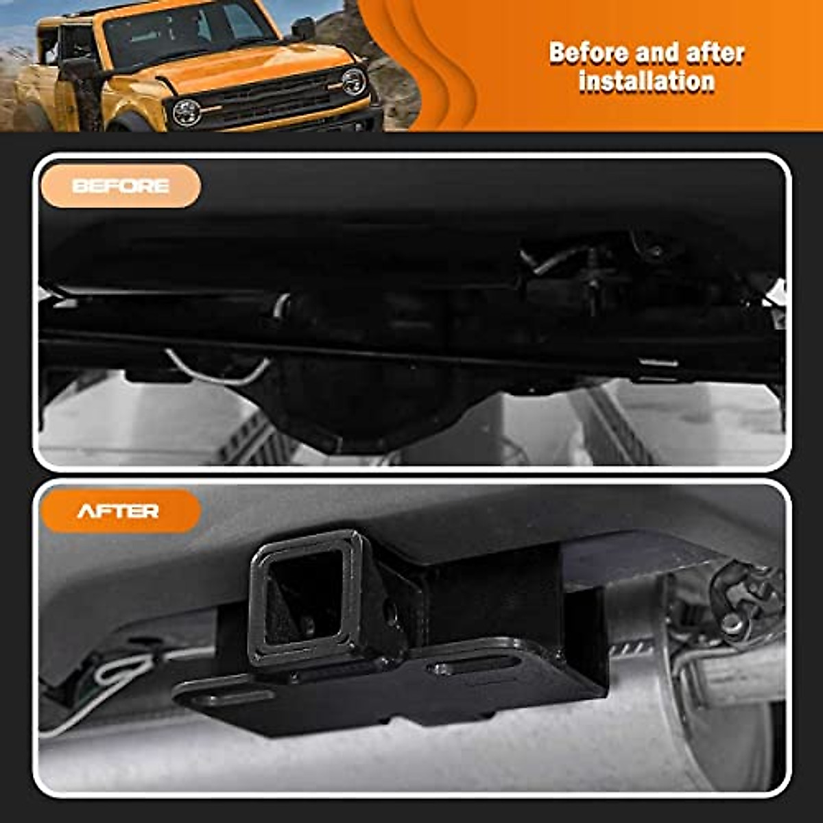 Xomzema 2" Trailer Hitch Receiver Trailer Assembly Heavy Duty Class 3 Trailer Hitch Tow Hook Rear Bumper Towing Cargo Carrier Racks for Ford Bronco Offroad 2/4-Door 2021-2022