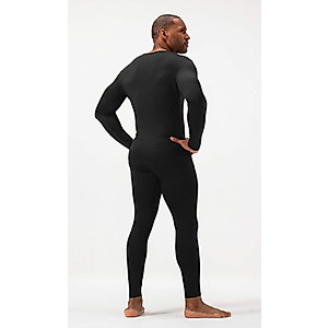 DEVOPS Men's Thermal Underwear Long Johns Set with Fleece Lined (Medium, Black)