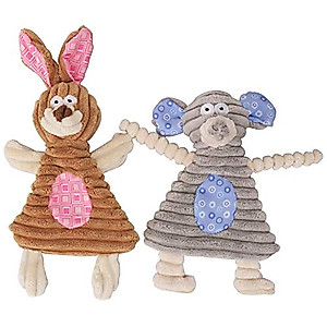 Comtim No Stuffing Dog Toys with Squeaker, Durable Dog chew Toys No Stuffing Squeaky Dog Toys for Small Dogs and Puppies, Rabbit & Elephant
