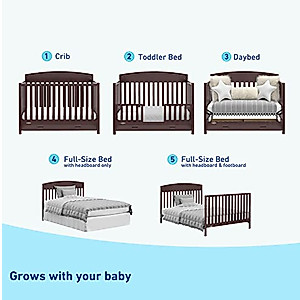 Graco Benton 5-in-1 Convertible Crib with Drawer (Espresso) - Converts from Baby Crib to Toddler Bed, Daybed and Full-Size Bed, Fits Standard Full-Size Crib Mattress, Adjustable Mattress Support Base