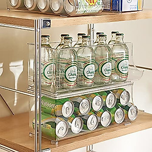 Stackable Soda Can Organizer for Refrigerator (12 Cans), Drink Organizer for Fridge, Pantry, Countertop, Cabinet with Lid, Clear Plastic Canned Food Pantry Storage Rack, 4 Pack