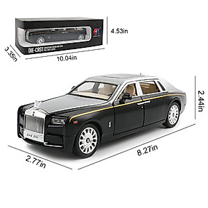1/24 Diecast Car Model Rolls-Royce Phantom Toy Car, Alloy Collectible Phantom Replica Pull Back Model Car Vehicles with Sound and Light for Kids Boys Girls Birthday Gift