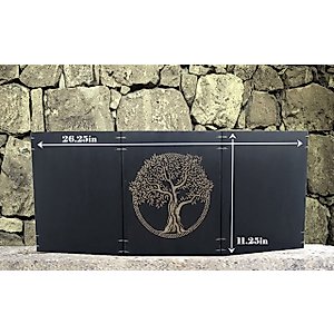DND Dungeon Master Screen Engraved Maple Wood Three-Panel DM Screen with Initiative Tracker Slot for D&D and RPGs (Tree of Life), Black