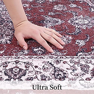 CAROMIO Entryway Small Area Rug Waterproof Non-Shedding Medallion Area Rug Low-Pile Distressed Carpet Machine Washable Rug for Hallway Dining Room, 2' x 3' Red