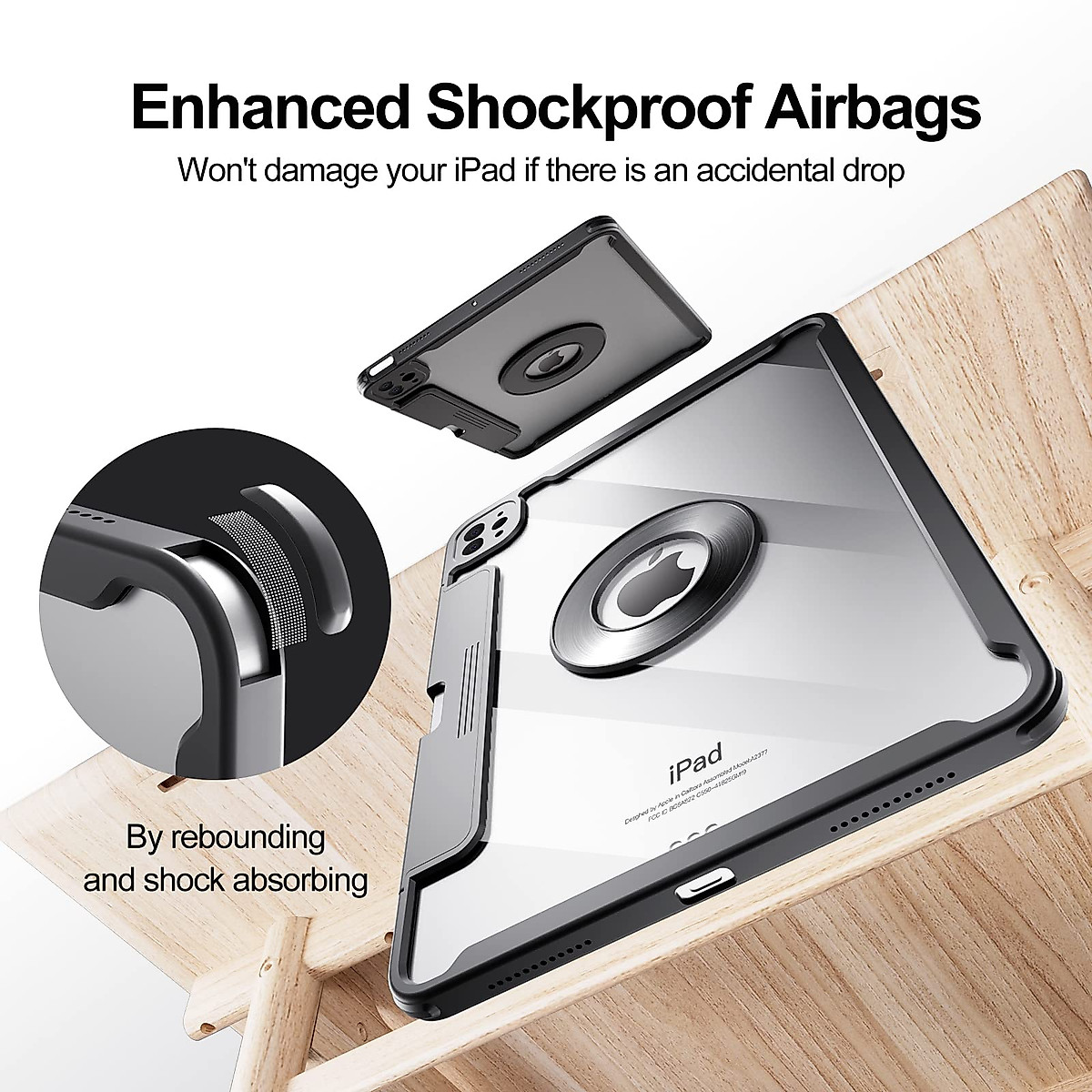 Case for iPad Pro 11 Inches 2021/2020/2018 3rd 2nd 1st Gen with Pencil Holder, 2-in-1 Detachable Smart Folio for iPad Pro 11 with Clear Back Cover, Adjustable with Powerful Magnets