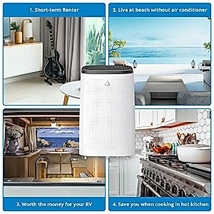 Acekool Portable Air Conditioner 14,000 BTU 3-IN-1 Quiet AC Unit with Remote Control, Built-in Dehumidifier, Fan, Auto, Sleep Modes, Cools Room up to 750 sq. ft, Exhaust Hose & Window Kit, 24H Timer